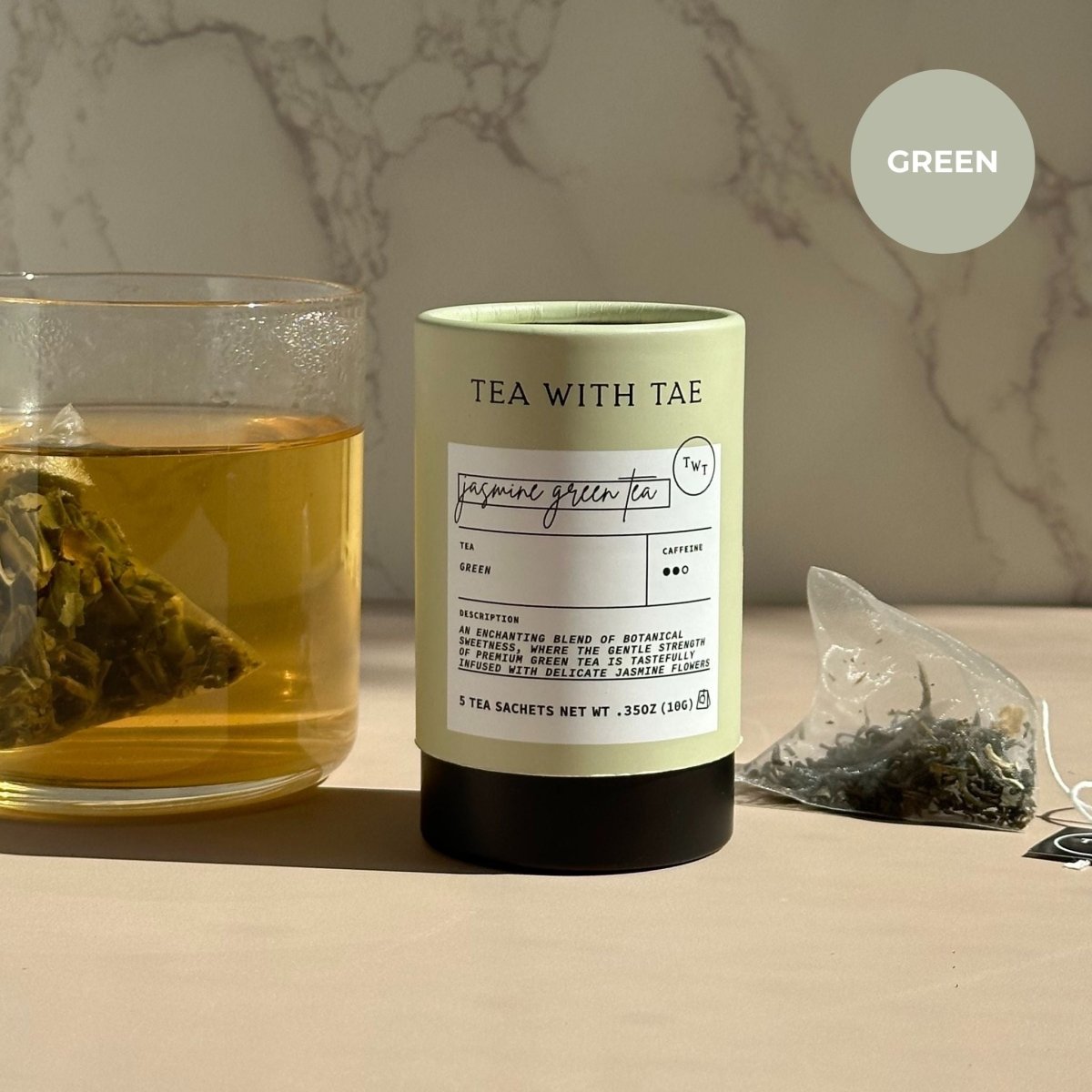 Tea with Tae Jasmine Green Tea Mini Tea Tube (5 tea bags) – Taste Of Tea